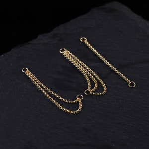 14K Solid Gold Triple Chain Attachment, Double Chain Piercing, Loop ...