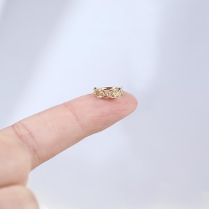 14K Solid Gold Vines Helix Hoop Carving Texture Conch Clicker Hinged ...