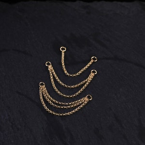 14K Solid Gold Triple Chain Attachment, Double Chain Piercing, Loop ...