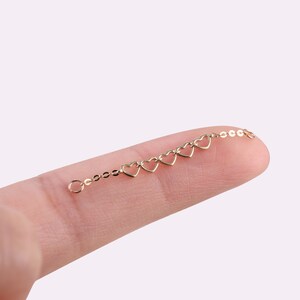 14K Solid Gold Heart Chain Attachment, Gold Helix Chain, Heart Chain ...