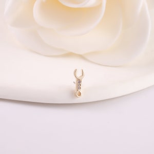 14K Solid Gold Wrench Stud Earrings Gold Helix Stud 14K Conch Stud ...