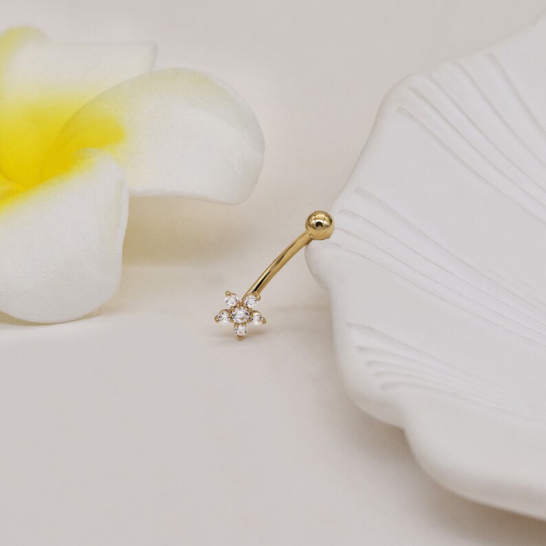 14k Solid Gold Flower Rook Earring Gold Rook Piercing Eyebrow - Etsy