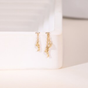 14k Solid Gold Koi Fish Dangle Charm Koi Fish Double Chain Charm Tiny ...