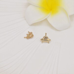 14k Solid Gold Ufo Cartilage Stud Earrings Starship Cartilage Earrings ...