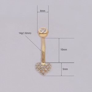 14k Solid Gold Heart Shape Belly Button Ring Heart Navel - Etsy