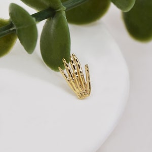 14K Solid Gold Skeleton Hand Screw Back Earring Skull Tragus Piercing ...