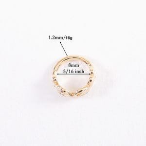 14K Solid Gold Vines Helix Hoop Carving Texture Conch Clicker Hinged ...