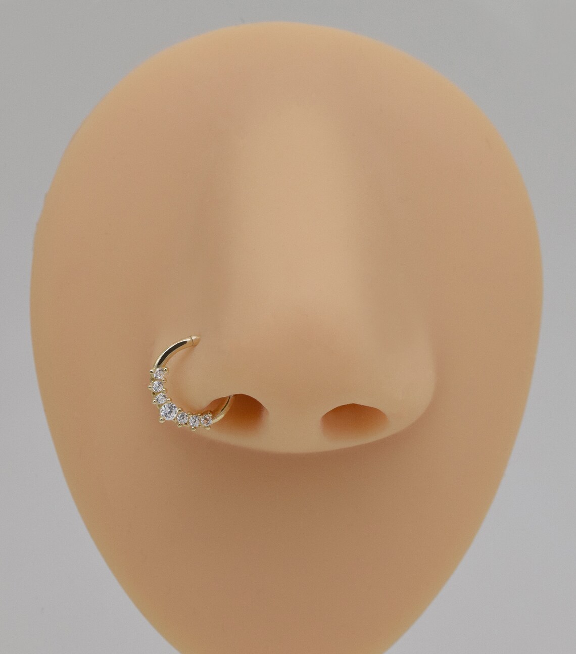 14k Solid Gold Diamond Septum Nose Ring Gold Hinged Earring - Etsy