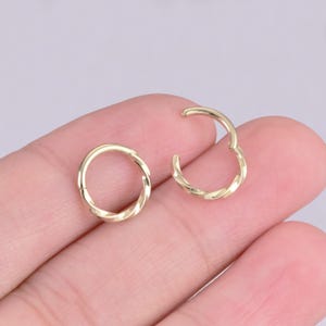 14K Solid Gold Twisted Hoop Earring, Twisted Wire Hoop Clikcer, Cable ...