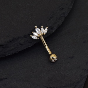 14k Solid Gold Cz Crown Belly Button Ring Tiara Gold Belly Ring ...