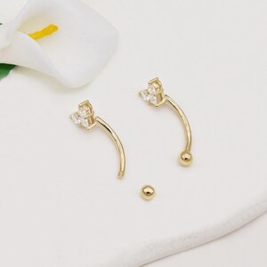 14k Solid Gold Heart Rook Earring Heart Rook Piercing Diamond Curved ...