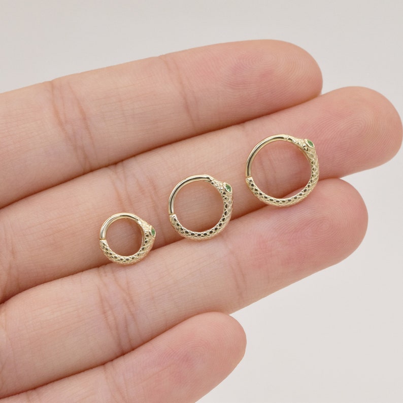 14k Solid Gold Snake Helix Daith Rook Conch Ring Septum Hoop - Etsy