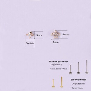 14K Solid Gold Turtle Labret Stud Turtles Stud Earring Threadless Penguin Stud Helix Stud Flat ...