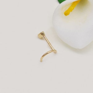 14k Solid Gold Tiny Teardrop Nose Ring Dainty Screw Back Nose Stud Gold ...