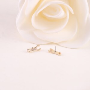 14K Solid Gold Wrench Stud Earrings Gold Helix Stud 14K Conch Stud ...