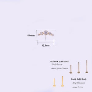 14k Solid Gold Vertical Helix Piercing Five Bezel Sparkle Bubble Stud ...