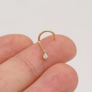 14k Solid Gold Tiny Teardrop Nose Ring Dainty Screw Back Nose Stud Gold ...