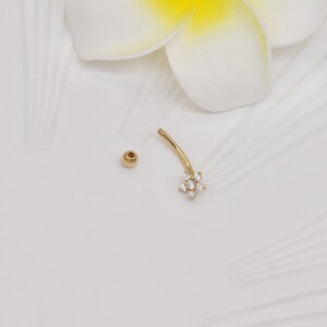 14k Solid Gold Flower Rook Earring Gold Rook Piercing Eyebrow Ring ...