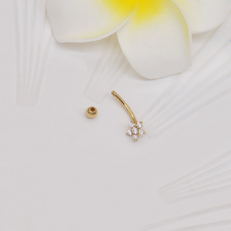 14k Solid Gold Flower Rook Earring Gold Rook Piercing Eyebrow - Etsy