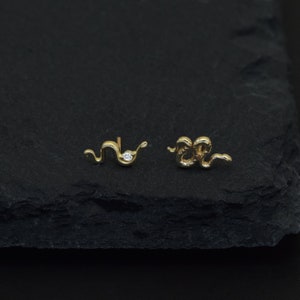 14k Solid Gold Snake Stud Snake Tragus Earring Snake Helix Conch Stud ...