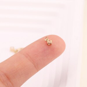 14k Solid Gold Cube Charm Moving Inside CZ Cube Charm Tiny Hollowed ...