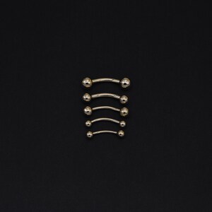14k Solid Gold Belly Button Ring Navel Piercing Round Two Balls Bar ...