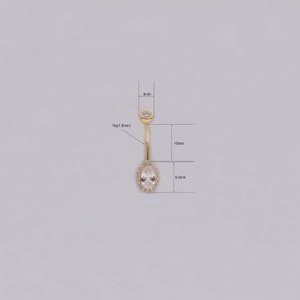 14k Solid Gold Diamond Belly Button Ring Gold Navel Piercing Classic ...