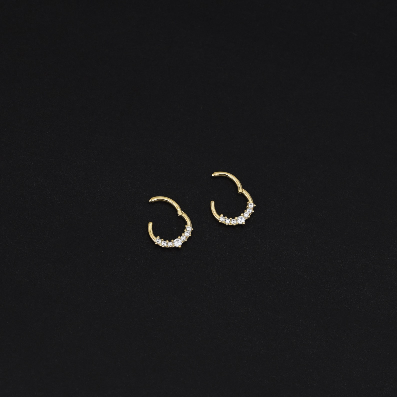 14k Solid Gold Diamond Septum Nose Ring Gold Hinged Earring - Etsy