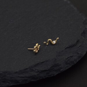 14k Solid Gold Snake Stud Snake Tragus Earring Snake Helix Conch Stud ...