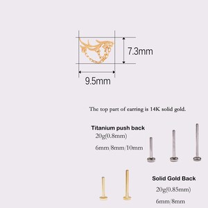 14k Solid Gold Antler Dangle Chain Threadless Top Deer Antler Dangle ...