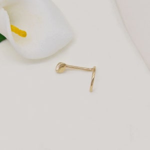 14k Solid Gold Tiny Teardrop Nose Ring Dainty Screw Back Nose Stud Gold ...