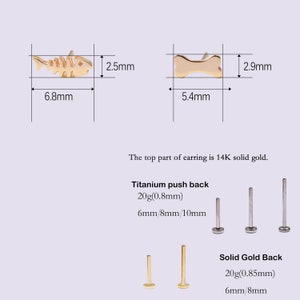 14k Solid Tiny Bone Cartilage Piercing, Cute Helix Stud, Conch Earring ...