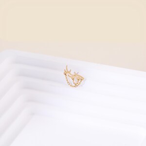 14k Solid Gold Antler Dangle Chain Threadless Top Deer Antler Dangle ...