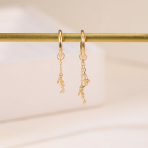 14k Solid Gold Koi Fish Dangle Charm Koi Fish Double Chain Charm Tiny ...