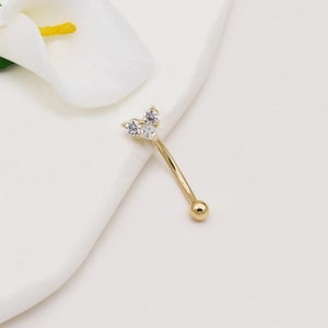 14k Solid Gold Heart Rook Earring Heart Rook Piercing Diamond Curved ...