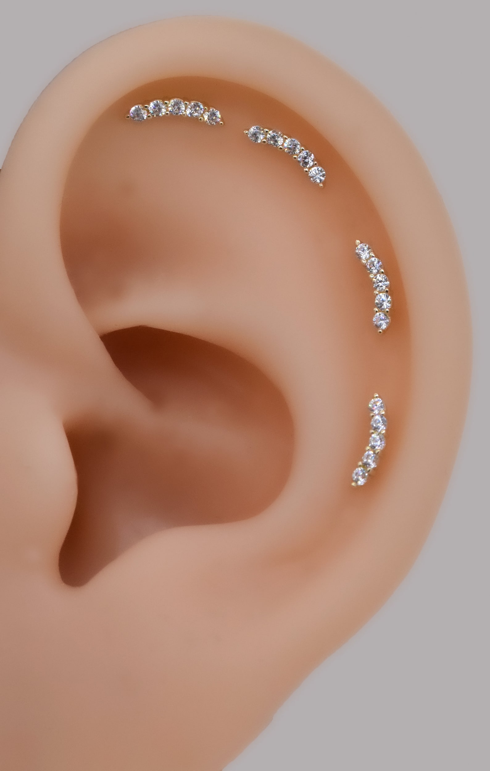 14k Solid Gold Tiny Climber Stud Earring Threadless Earring Conch ...