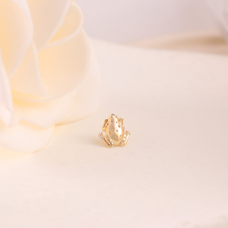 14k Solid Gold Frog Stud Earrings Dainty Gold Helix Stud Conch Stud ...
