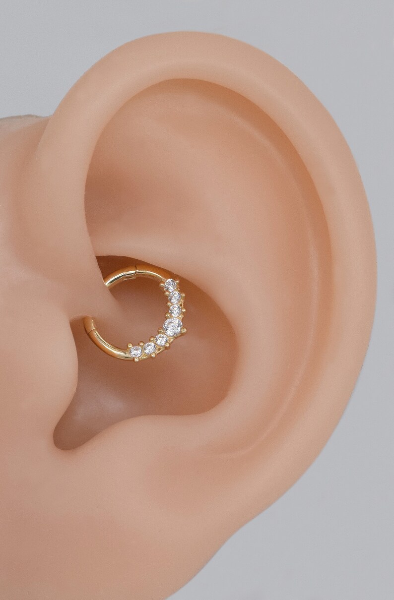 14k Solid Gold Diamond Septum Nose Ring Gold Hinged Earring - Etsy