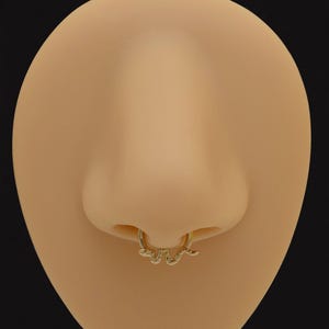 14K Solid Gold Snake Septum Ring Huggie Earring Snake Clicker Hoop Nose ...
