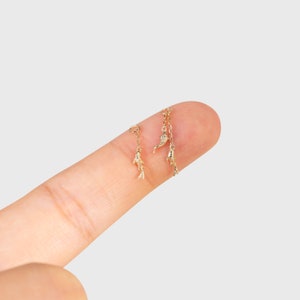 14k Solid Gold Koi Fish Dangle Charm Koi Fish Double Chain Charm Tiny ...