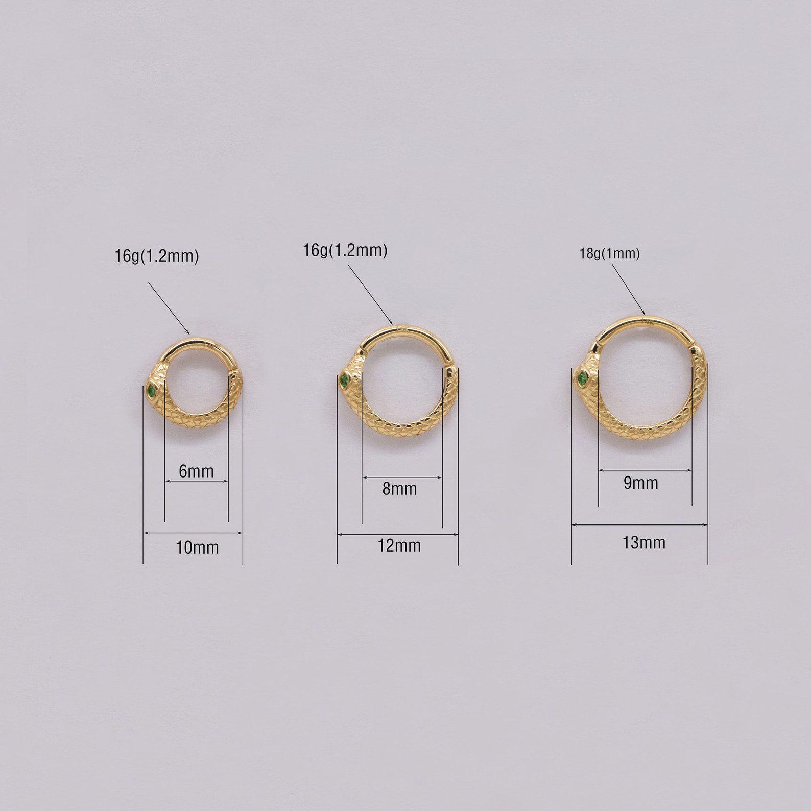 14k Solid Gold Snake Helix Daith Rook Conch Ring Septum Hoop - Etsy