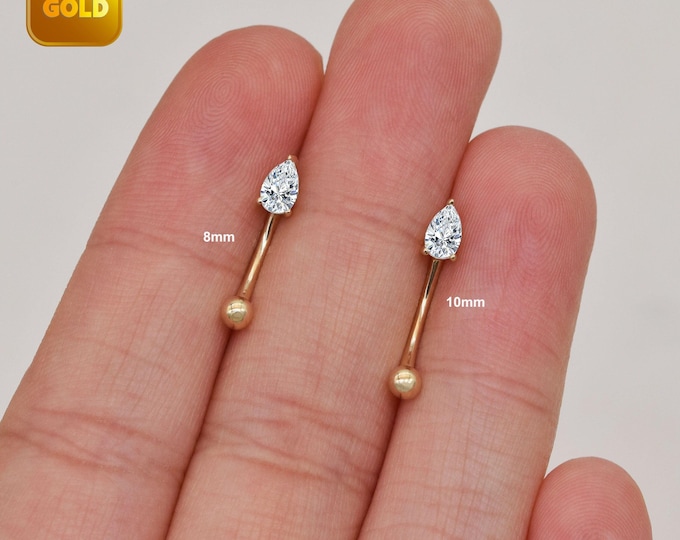 14K Gold Rook Piercing Teardrop Internally Threaded..16g..8mm - Etsy