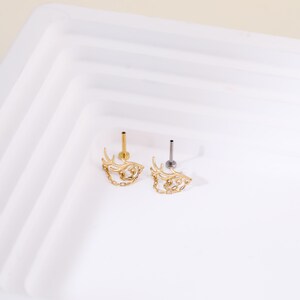 14k Solid Gold Antler Dangle Chain Threadless Top Deer Antler Dangle ...