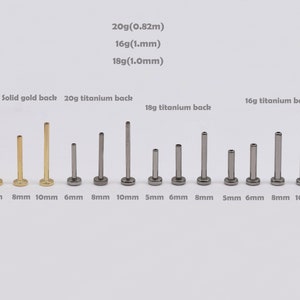 14k Solid Gold Flat Back Titanium Push Back Threadless for Cartilage Conch Stud Helix Stud ...