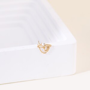 14k Solid Gold Antler Dangle Chain Threadless Top Deer Antler Dangle ...