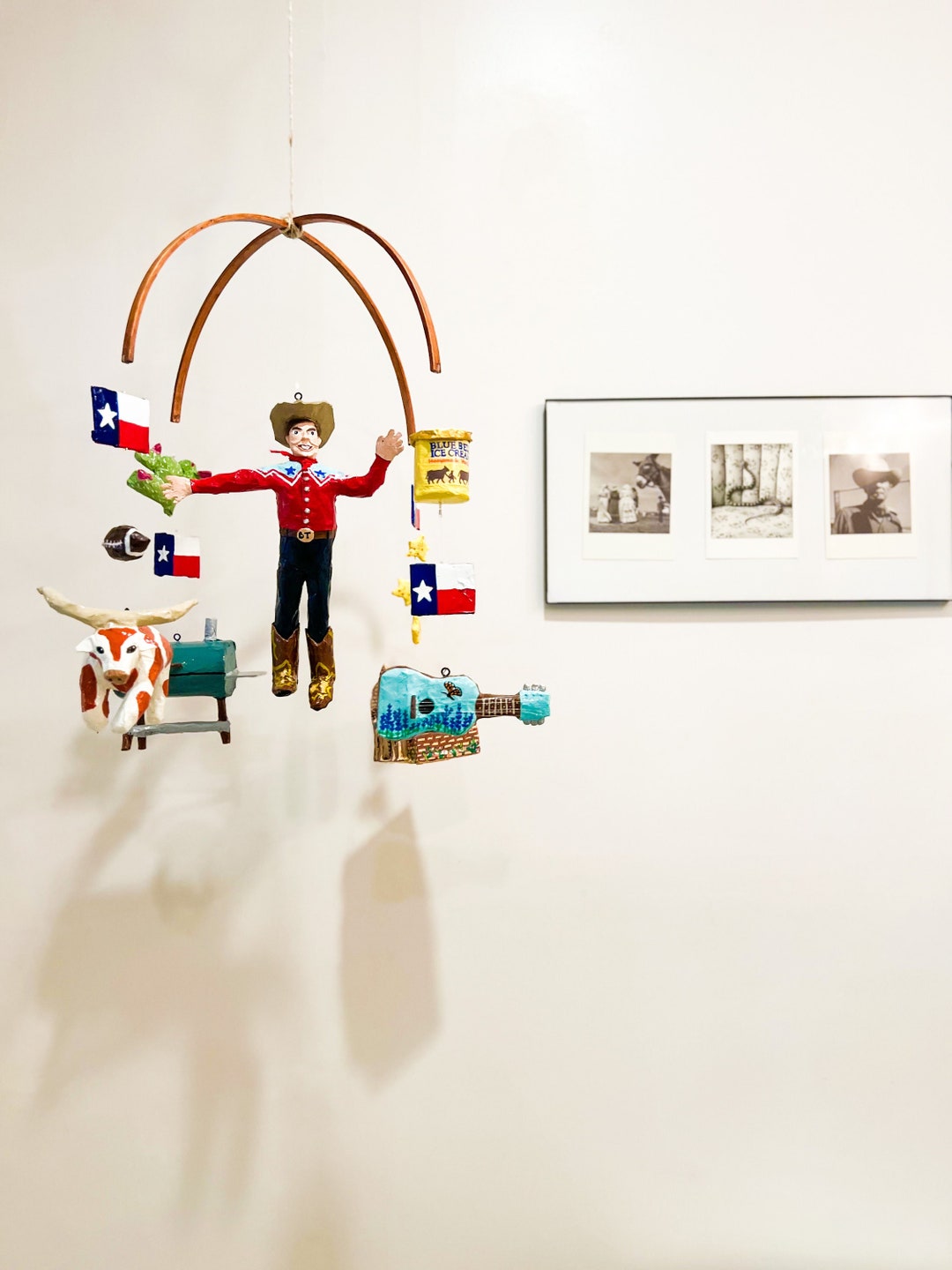 Texas Cowboy Paper Mache Baby Mobile for Nursery Decor, Hand Painted ...