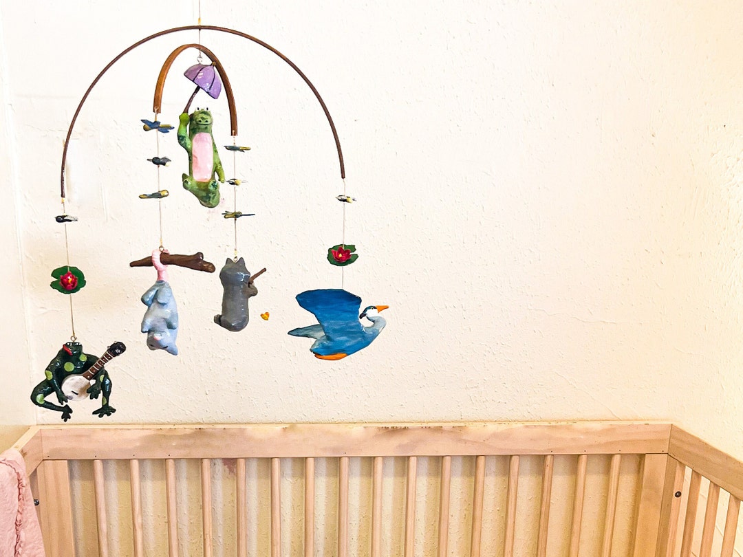 Swamp Theme Paper Mache Baby Mobile for Nursery Decor, Hand Painted ...