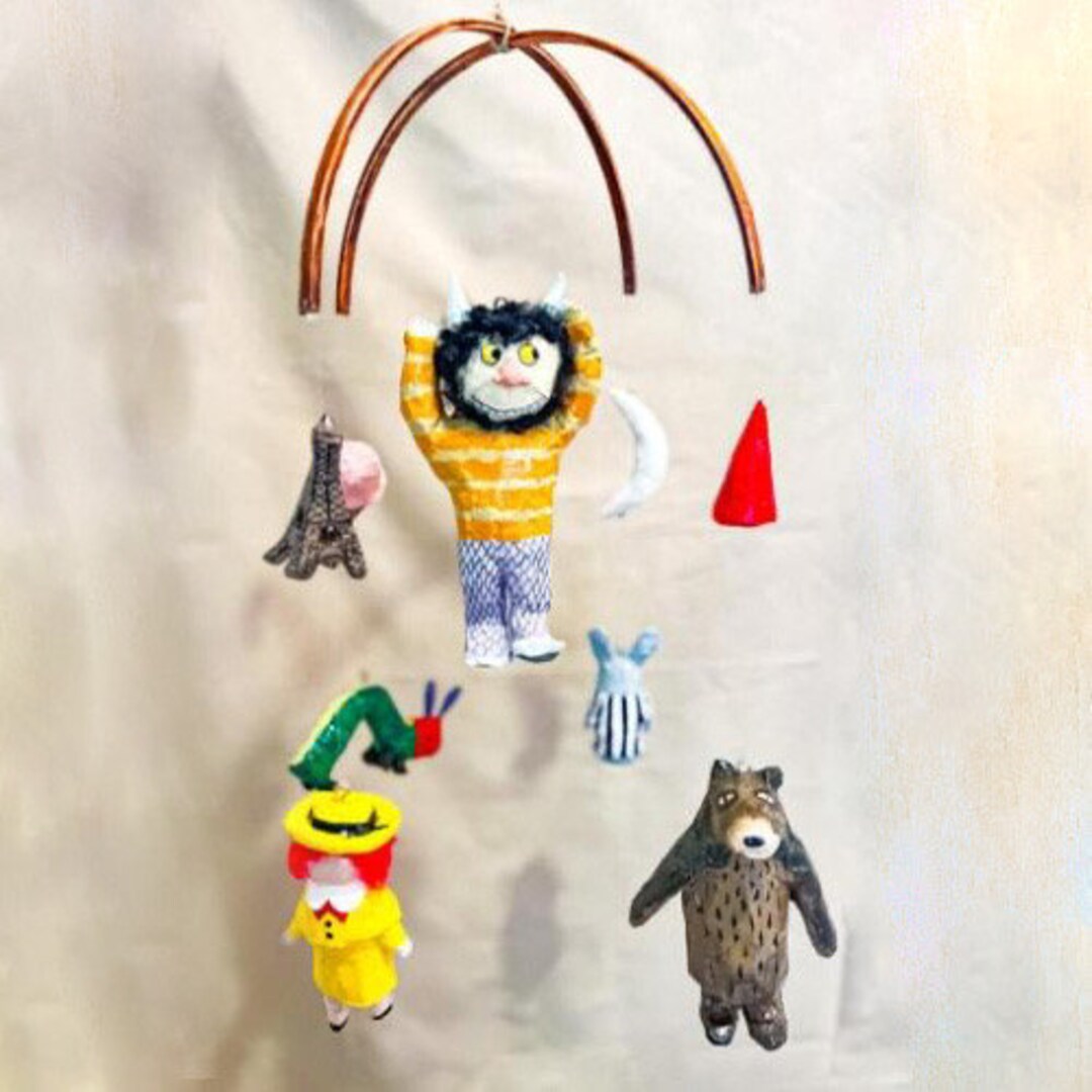 Paper Mache Baby Mobile for Nursery Decor, Hand Painted Hanging Mobile ...