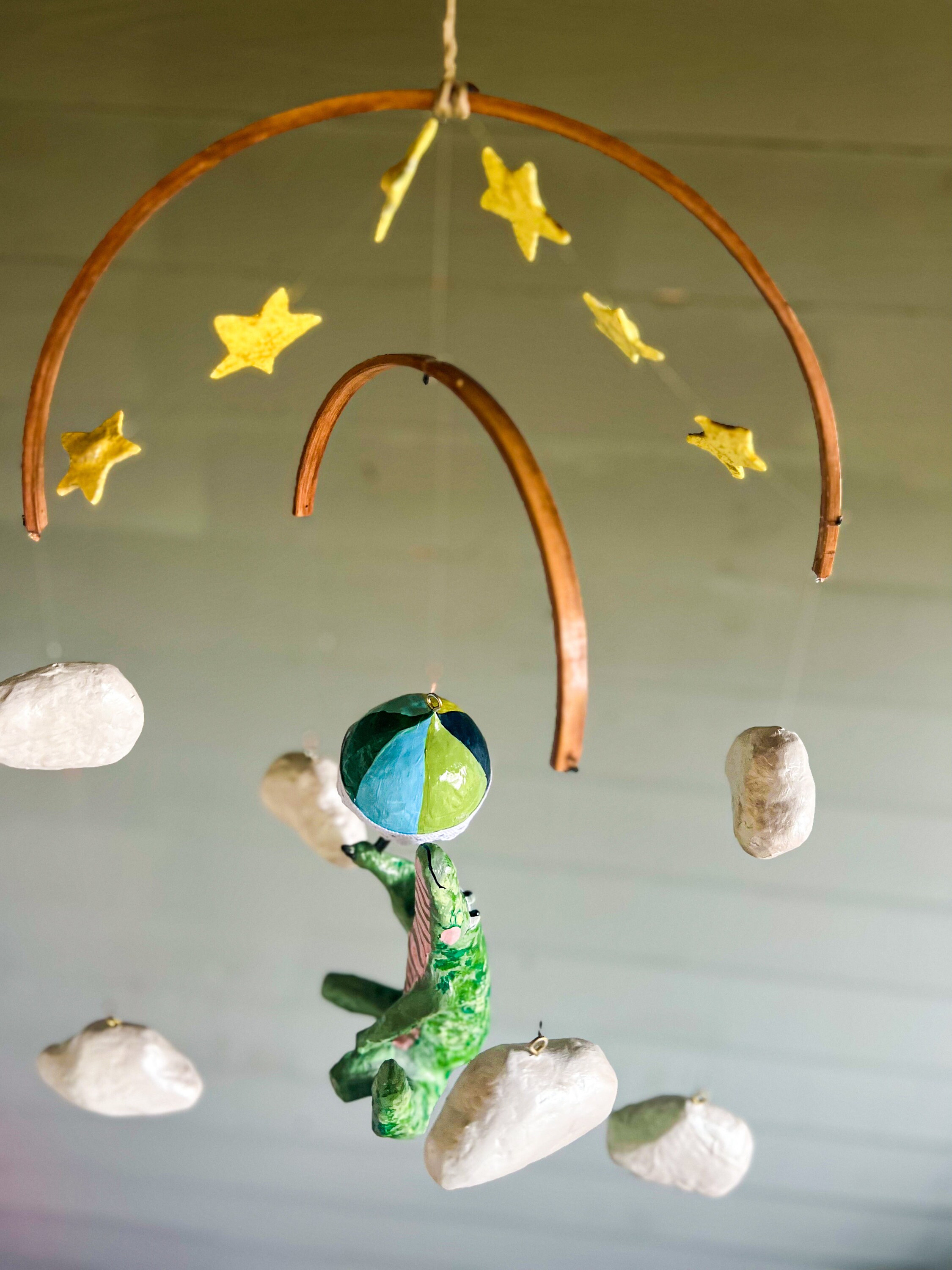 Paper Mache Baby Mobile for Nursery Decor, Hand Painted Hanging Mobile ...