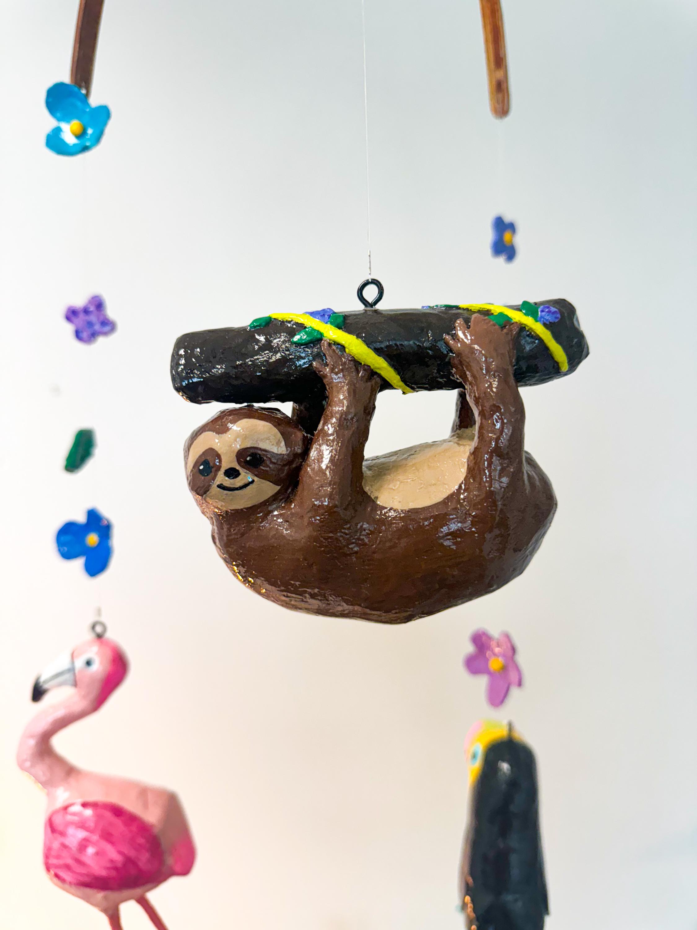 Jungle Animals Baby Mobile for Nursery, Hand Painted Paper-mache ...